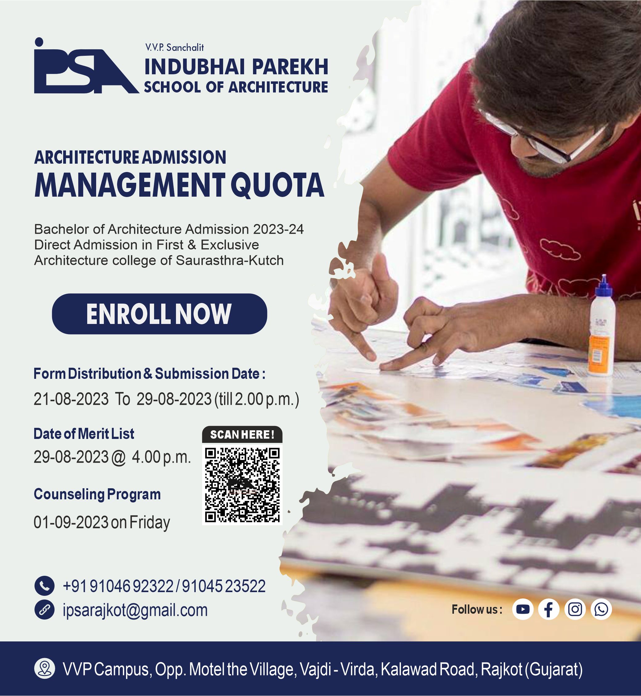 Management Quota Admission – Indubhai Parekh School of Architecture